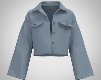 3D Digital Garment Women's Track Jacket - Clo3d/marvelous Designer 2D ...