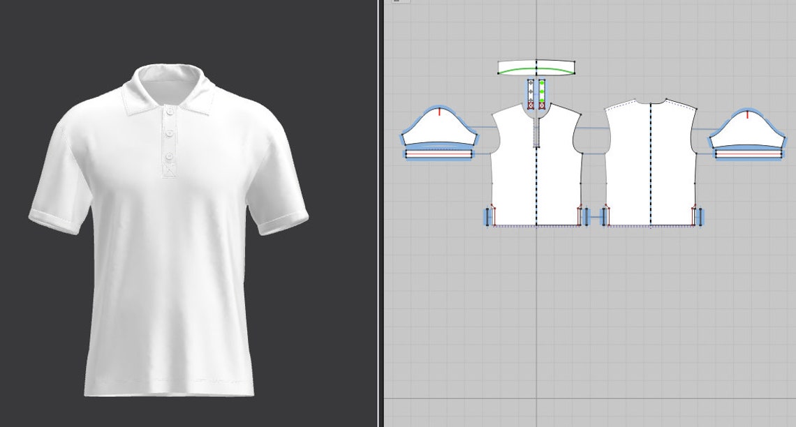 3D Digital Garment Men's Polo Shirt - Clo3d/marvelous Designer 2D/3D ...