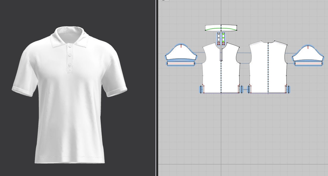 3D Digital Garment Men's Polo Shirt - Clo3d/marvelous Designer 2D/3D ...