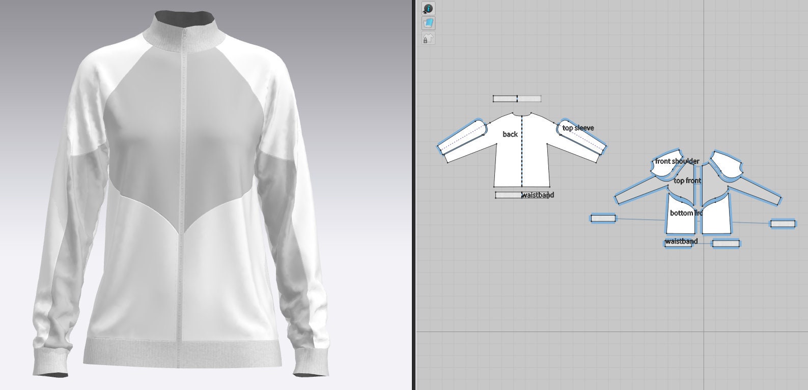 3D Digital Garment Women's Track Jacket - Clo3d/marvelous Designer 2D ...