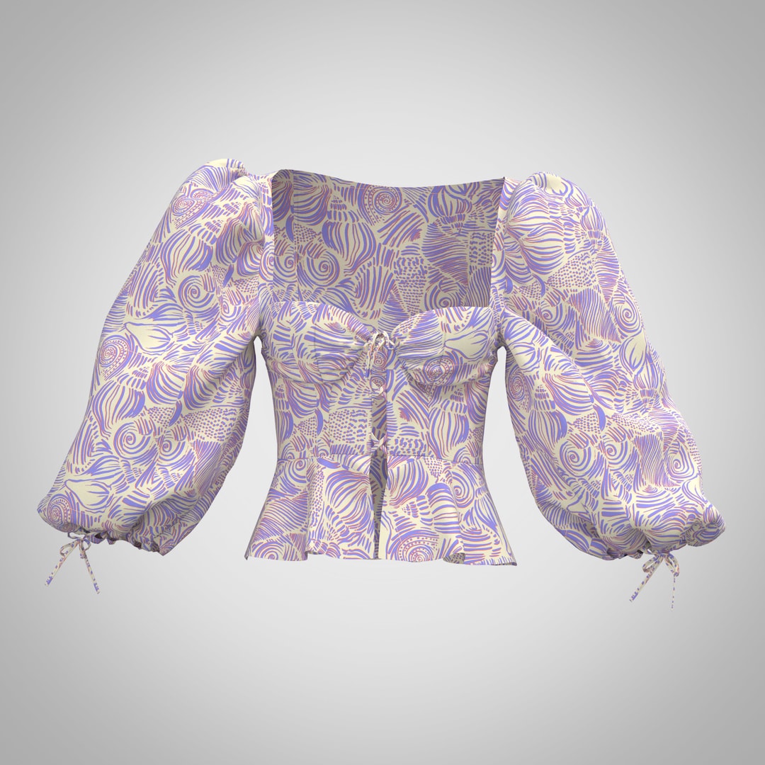 Prenda digital 3D Top de playa para mujer CLO3D/Marvelous Designer 2D ...