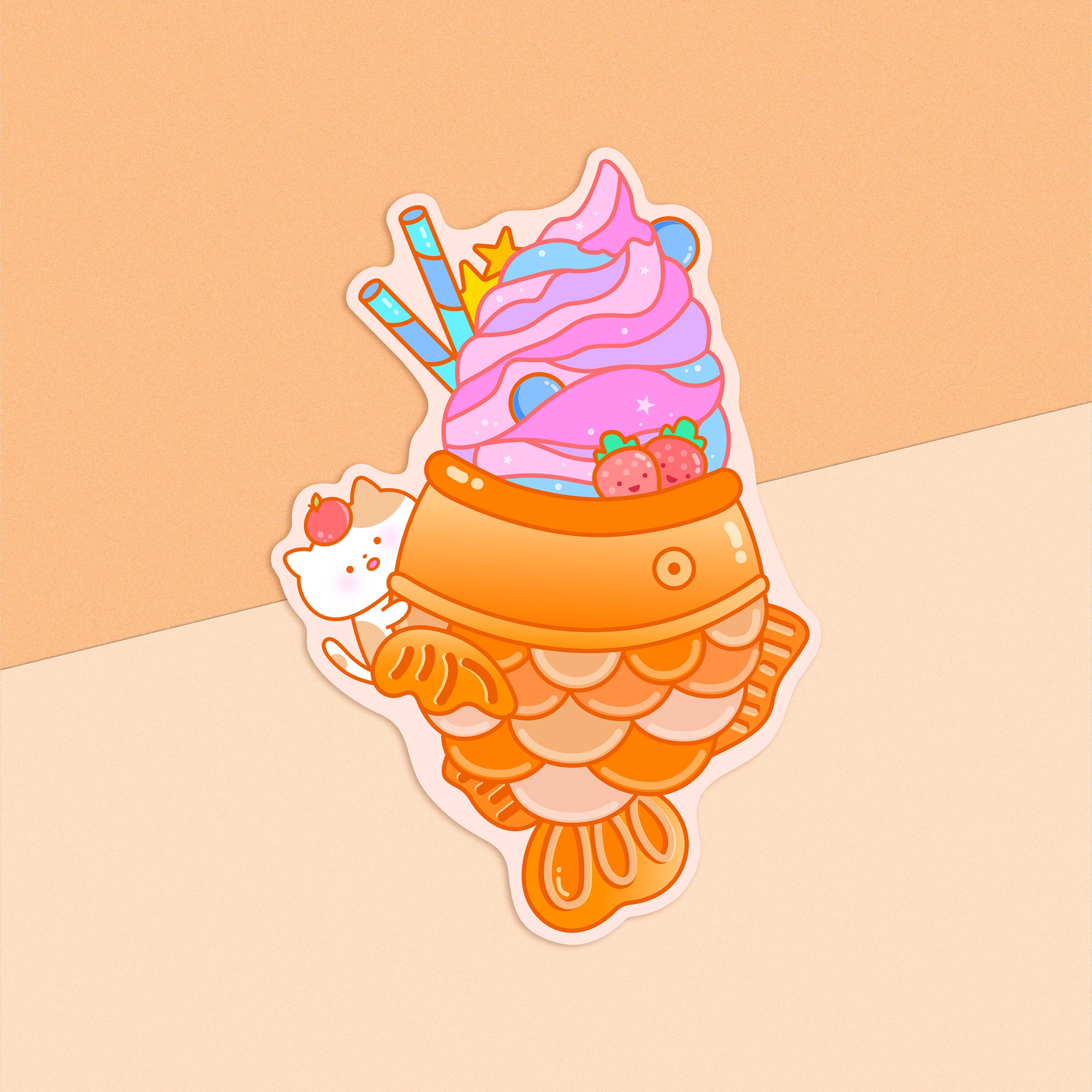 Cute Taiyaki sticker Taiyaki Ice cream sticker Dessert | Etsy