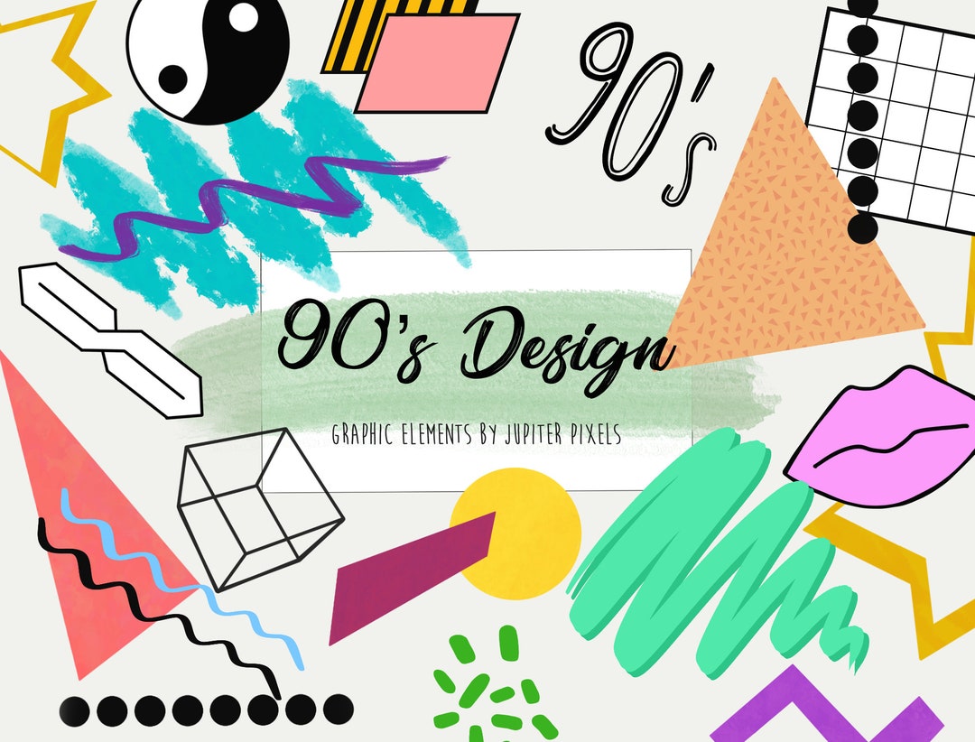 90's Design Elements Clipart / 1990s Nostalgia Abstract Shapes ...
