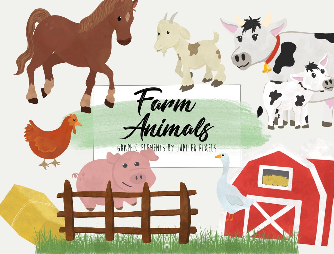 Farm Animal Clipart / Barnyard Animals Graphic Images / Instant ...