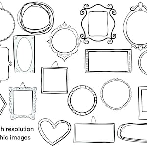 Frames Clipart / Doodle Black and White Simple Frames / Instant ...