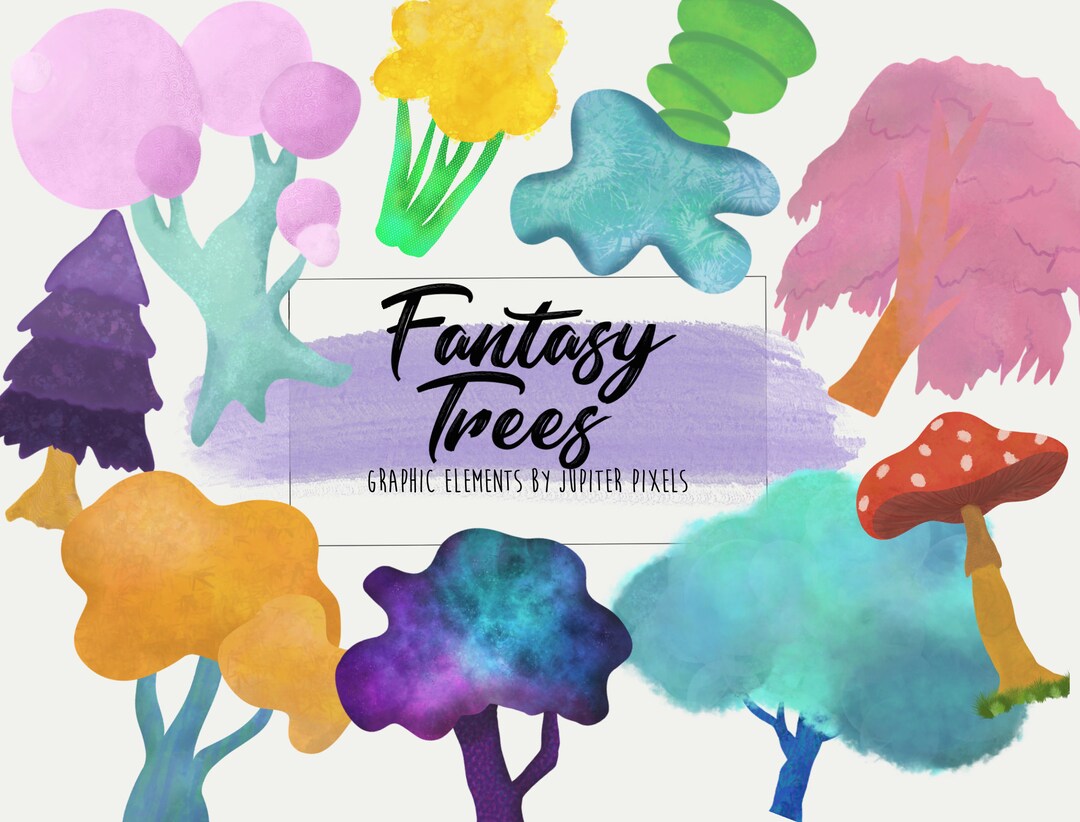 Fantasy Trees Clipart / Colorful Trees Graphic Images Instant Download ...