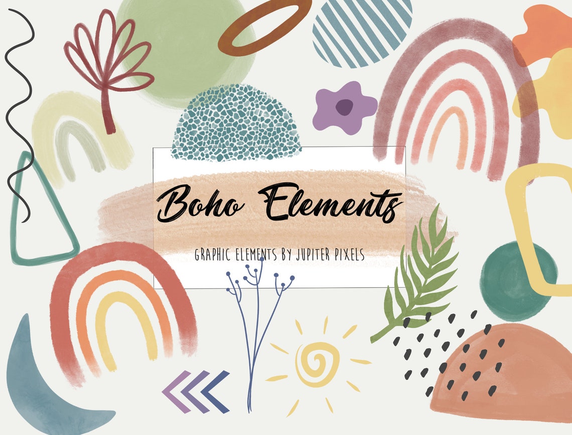 Boho Design Elements Clipart / Neutral Abstract Shapes / - Etsy