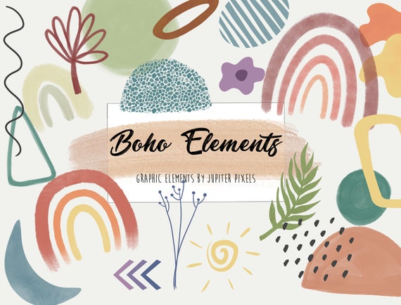 Boho Design Elements Clipart / Neutral Abstract Shapes / - Etsy
