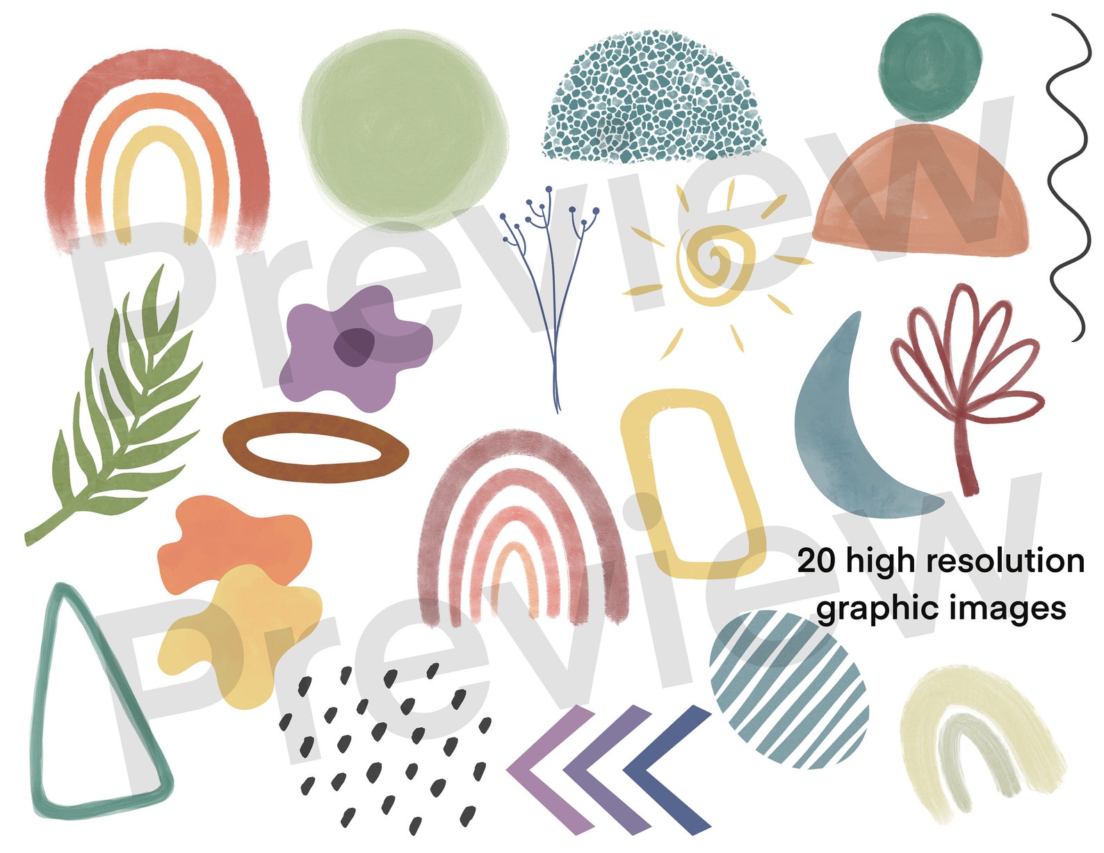 Boho Design Elements Clipart / Neutral Abstract Shapes / - Etsy