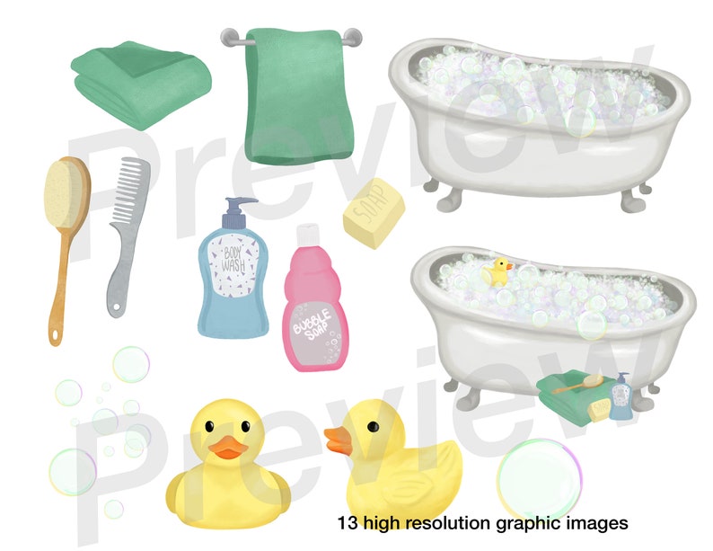 Bubble Bath Clipart / Rubber Ducky Images / Instant Download - Etsy