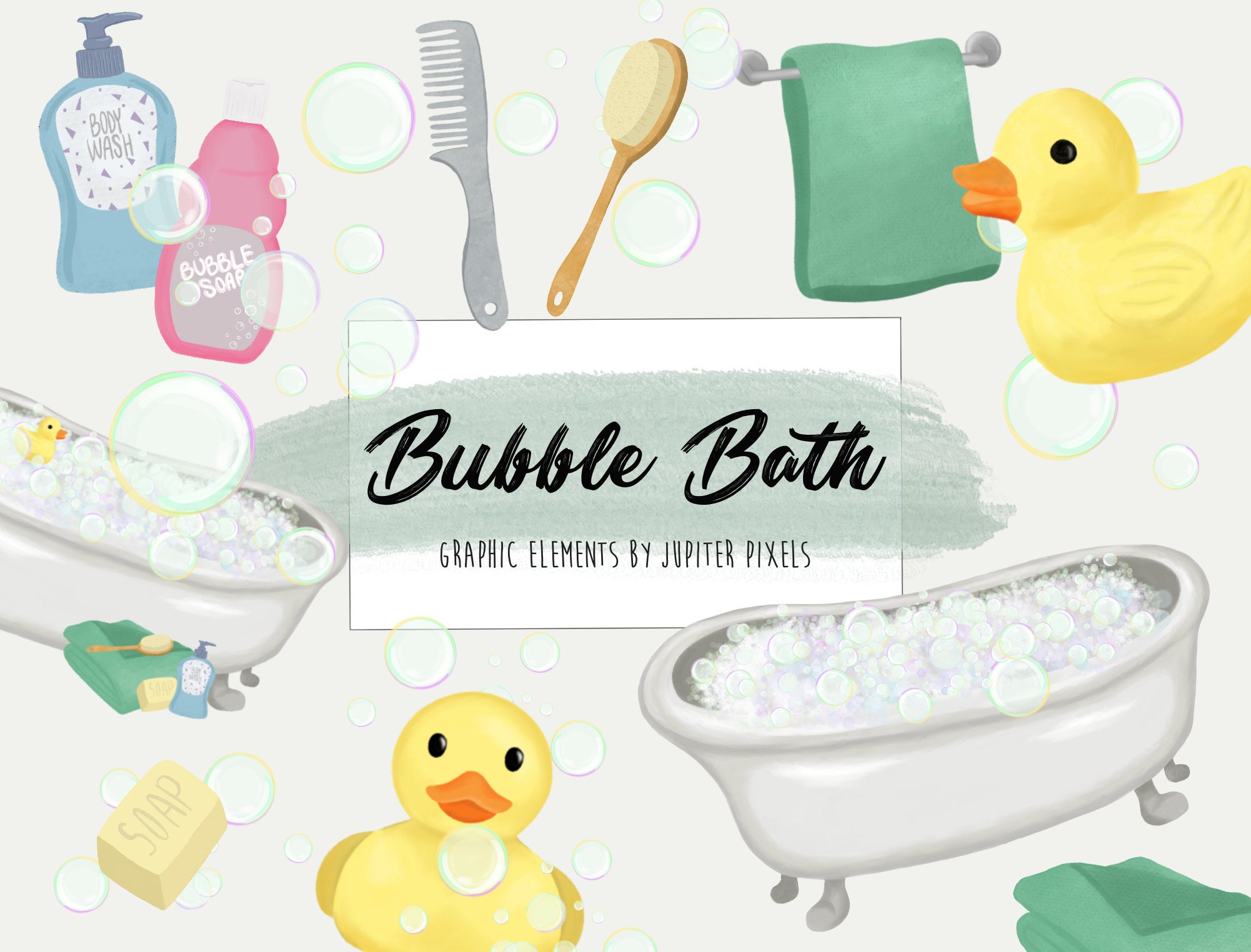 Bubble Bath Clipart / Rubber Ducky Images / Instant Download - Etsy