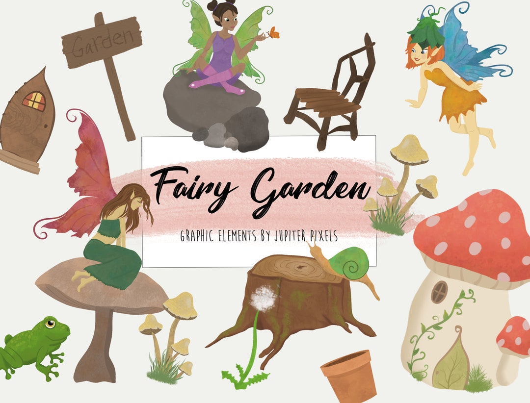 Fairy Garden Clipart / Fairy Land Graphic Elements / Instant Download ...