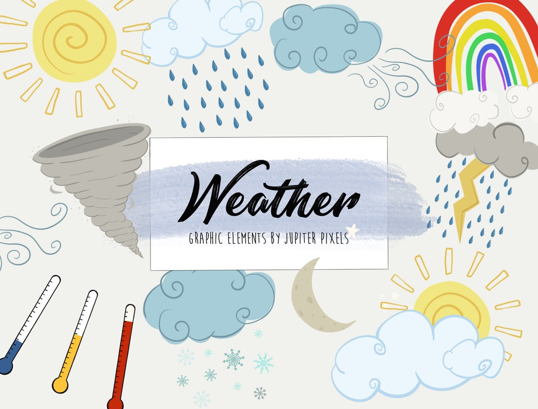 Weather Clipart / Sun and Clouds /temperature Images / Instant Download ...