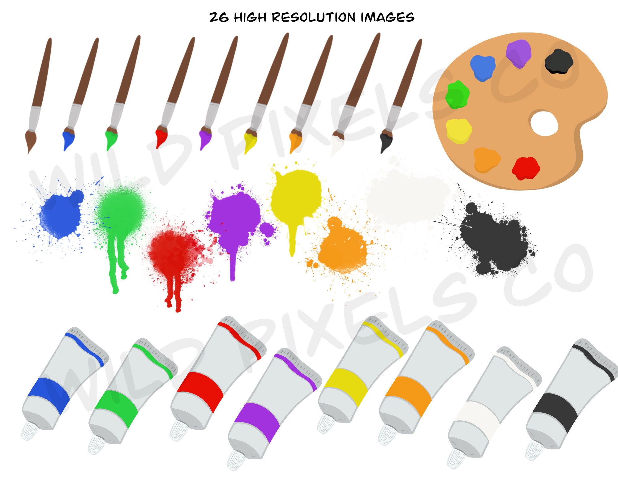Paint Clipart / Artist Palette Images / Instant Download - Etsy