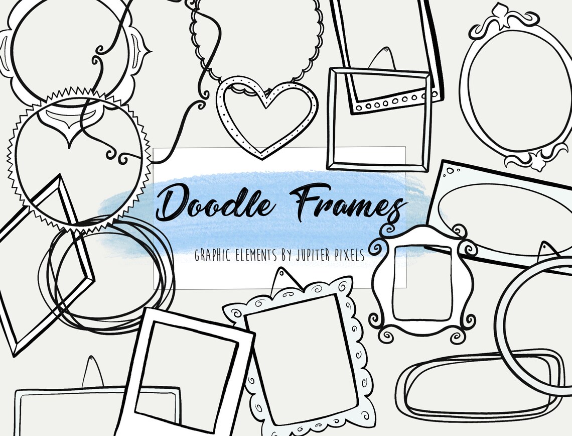 Frames Clipart / Doodle Black and White Simple Frames / Instant ...