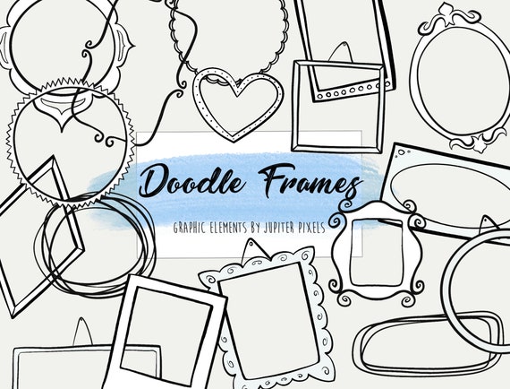 Frames Clipart / Doodle Black and White Simple Frames / - Etsy