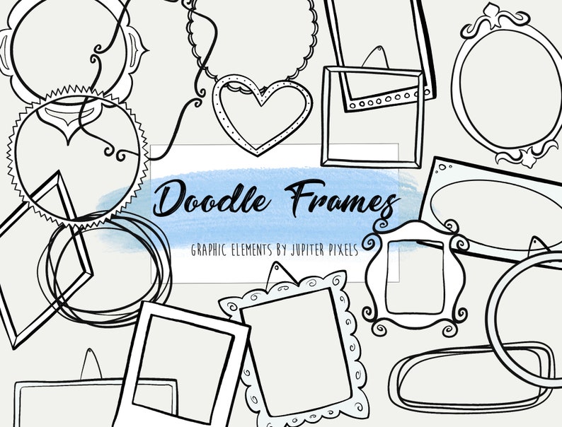 Frames Clipart / Doodle Black and White Simple Frames / Instant ...