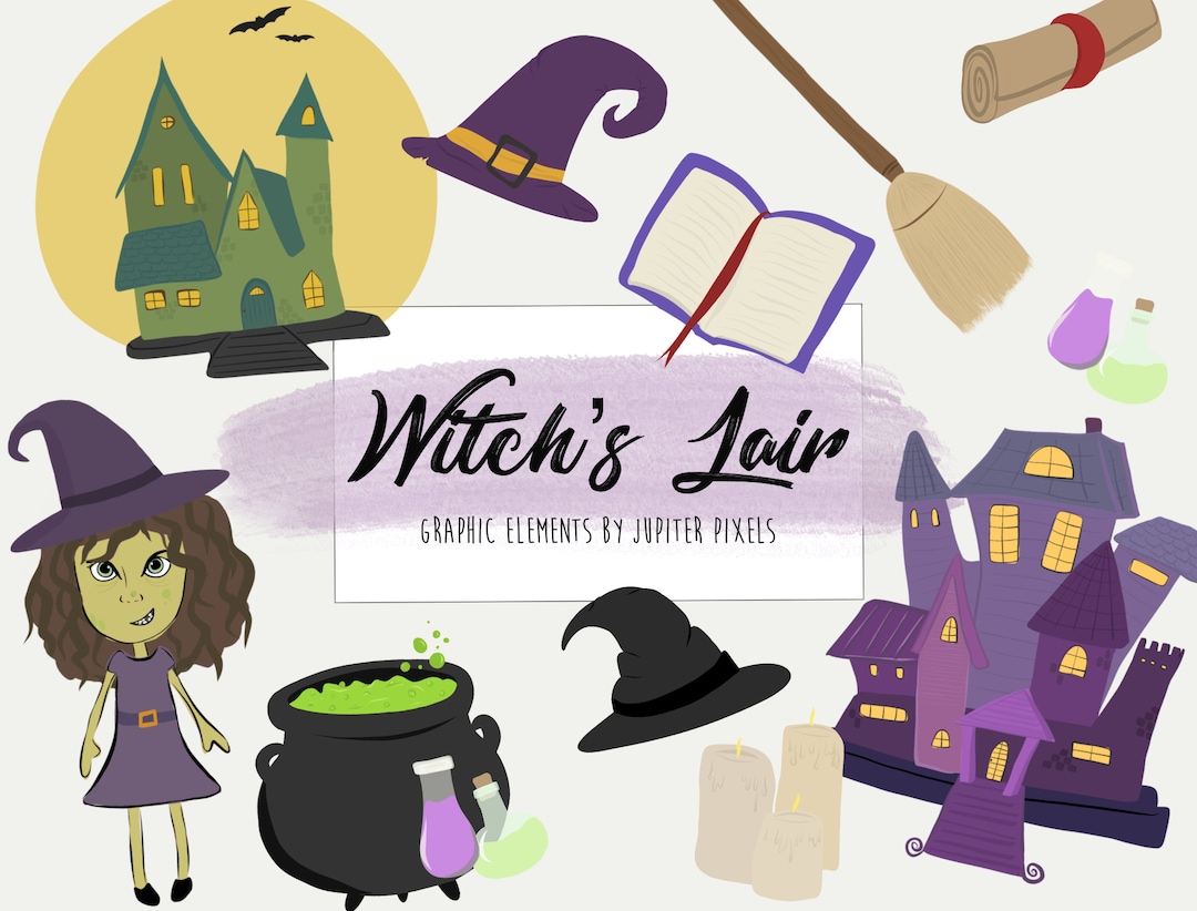 Witch Clipart / Haunted House / Halloween / Wizard Magic Digital Images ...