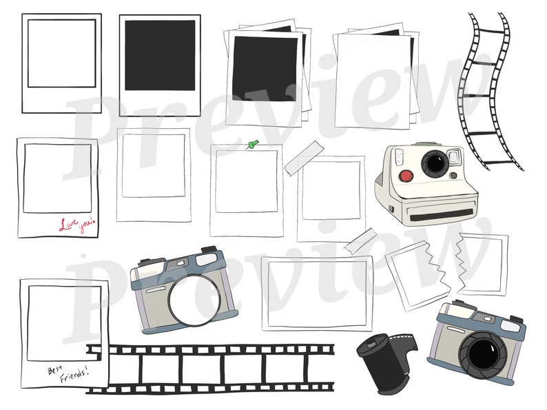 Retro Camera Film Frames Clipart / Picture Frames / Instant Download - Etsy