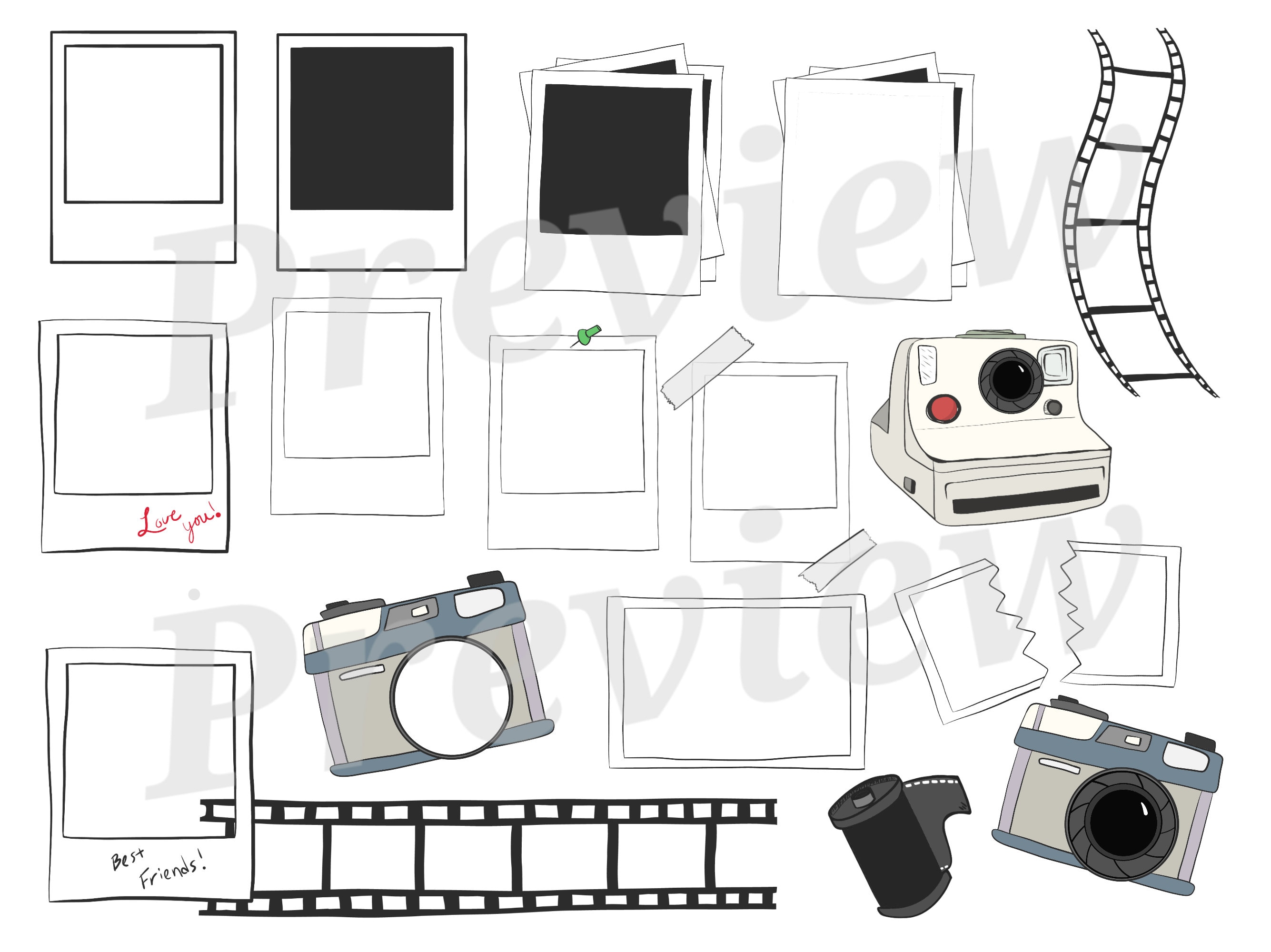 Retro Camera Film Frames Clipart / Picture Frames / Instant Download - Etsy