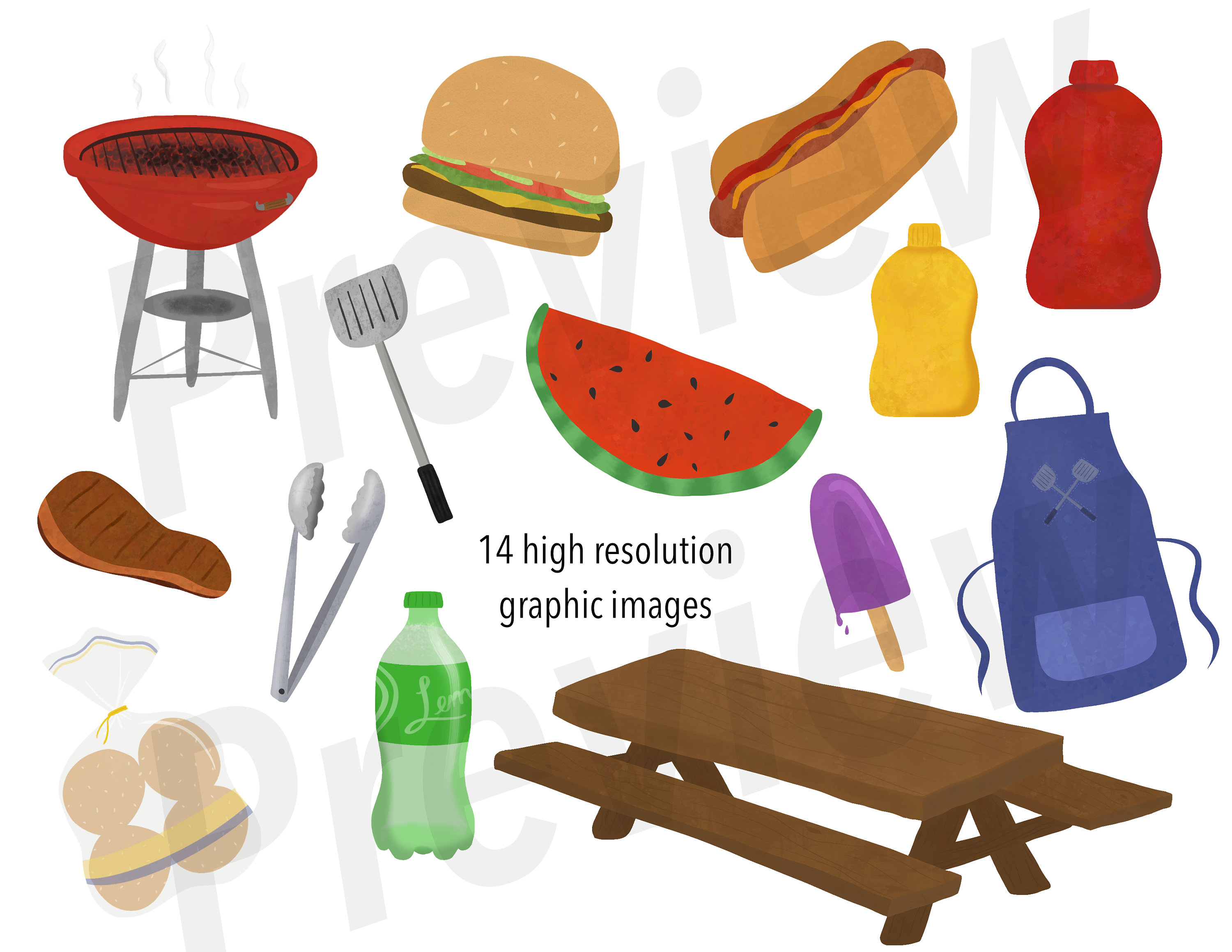 Cookout Clipart / BBQ Picnic Graphic Images / Instant Download - Etsy