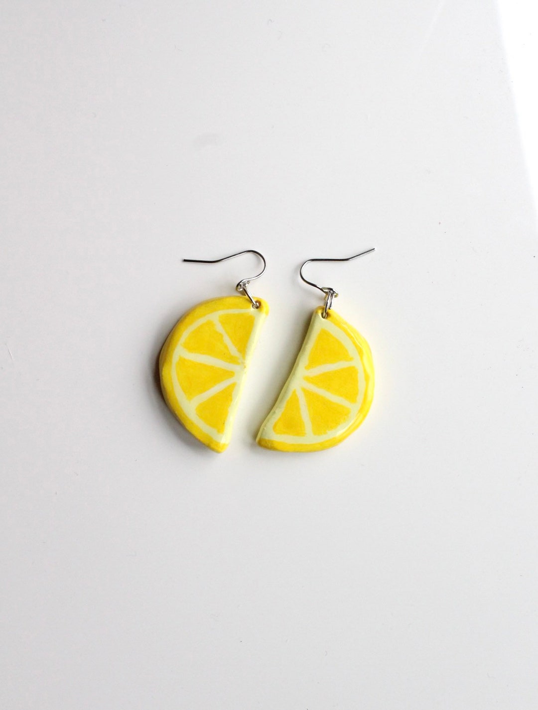 Hand Painted Polymer Clay Lemon Slice Earrings - Etsy