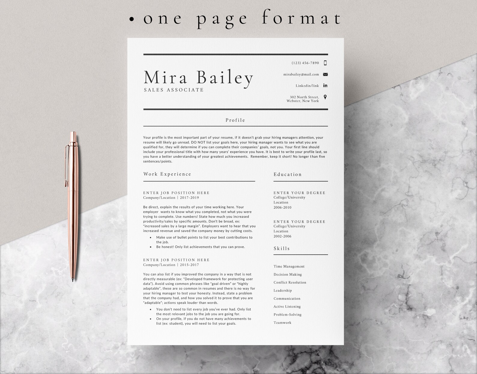 4 Page Resume Template Cover Letter and References Template for MS Word ...