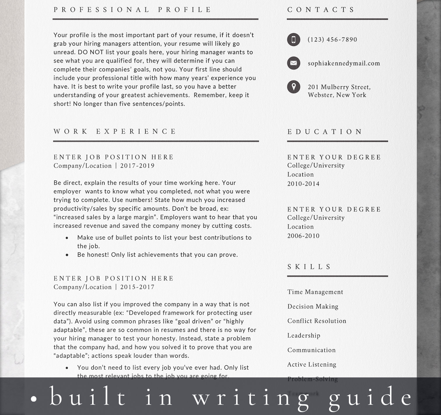 4 page Resume Template Cover Letter and References Template | Etsy