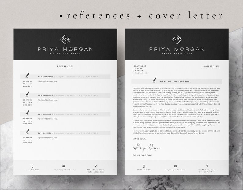 Resume Template With Photo Cover Letter and References Template for MS ...