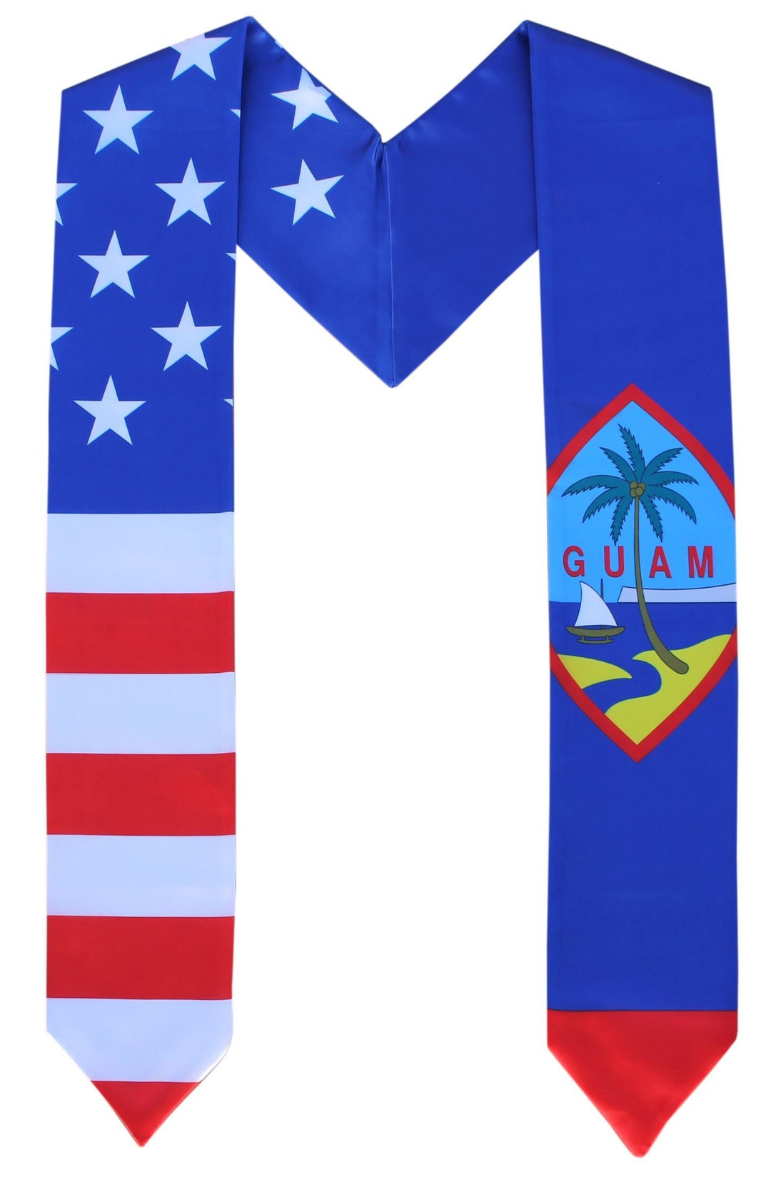GUAM and USA COMBO Graduation Stole Sash Silk Flag Scarf - Etsy