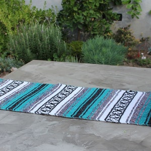 Teal Mexican Blanket Table Runner for Fiesta Weddings - Etsy