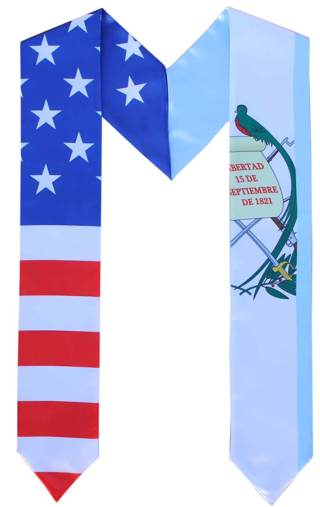 Guatemala USA Combo Graduation Stole Sash Embroidered Silk Flag Scarf ...