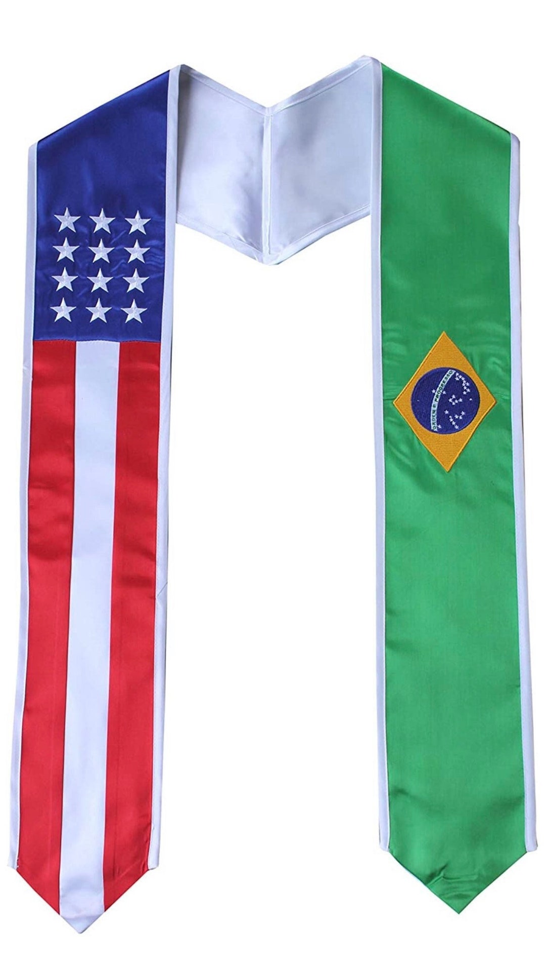 Brazil and USA Graduation Stole Sash Embroidered Silk Flag - Etsy