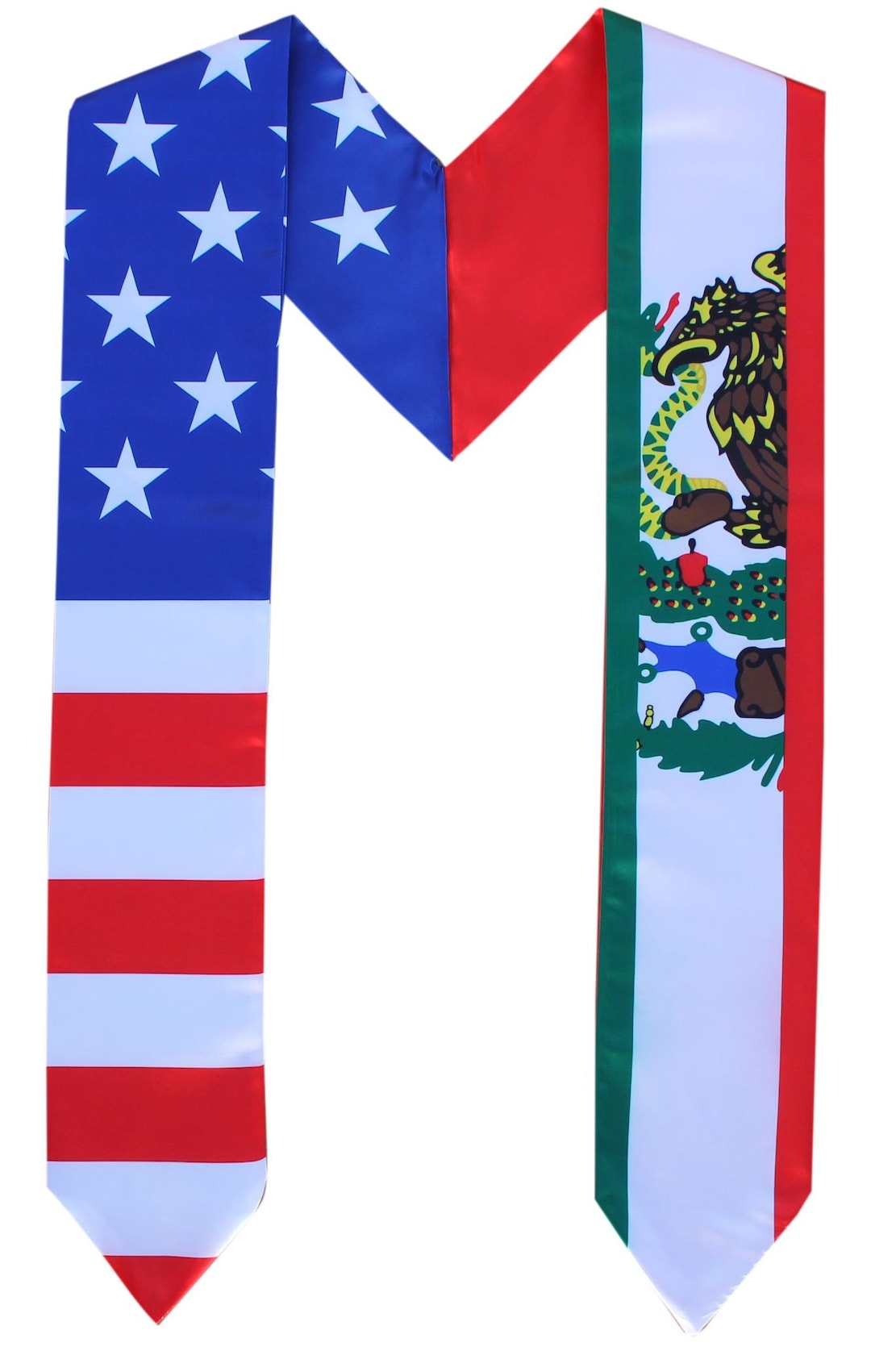 Mexican USA Combo Graduation Stole Sash Mexico Embroidered Silk Flag ...