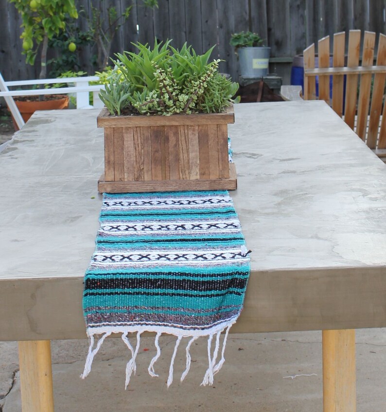 Teal Mexican Blanket Table Runner for Fiesta Weddings - Etsy