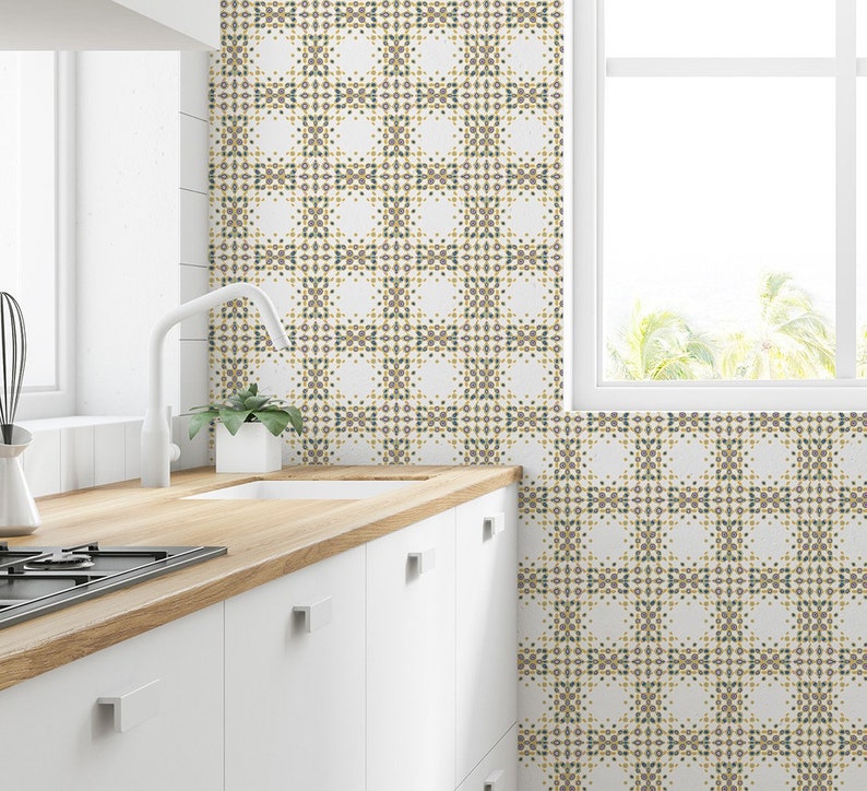 Mosaico moderno Peel and Stick Wallpaper de mediados de siglo - Etsy España