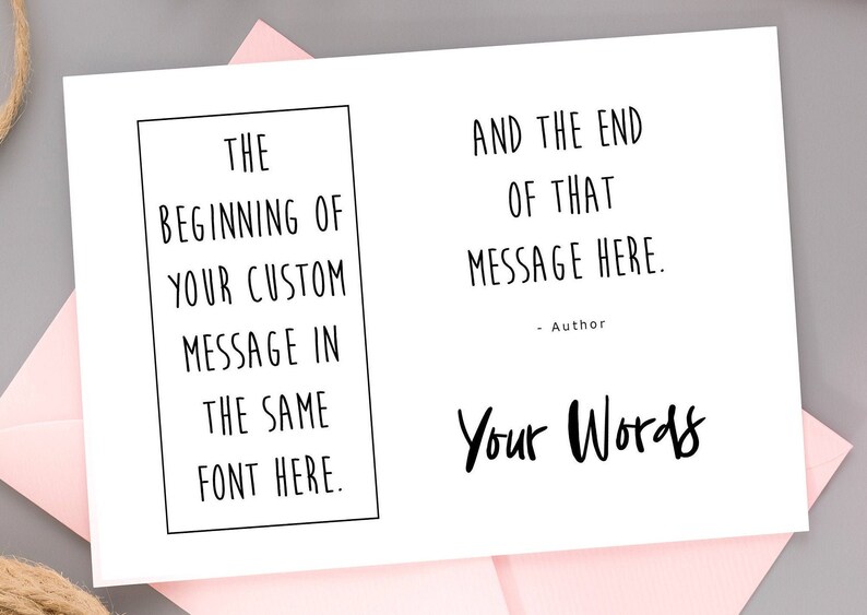 Custom Card With YOUR Message Greeting Card and A7 Envelope Card is ...