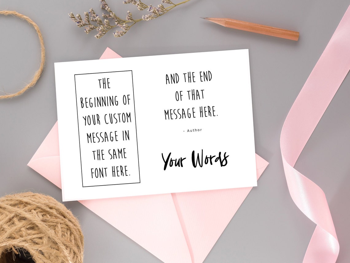 Custom Card With YOUR Message Greeting Card and A7 Envelope - Etsy