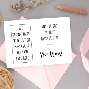 Custom Card With YOUR Message Greeting Card and A7 Envelope Card is ...