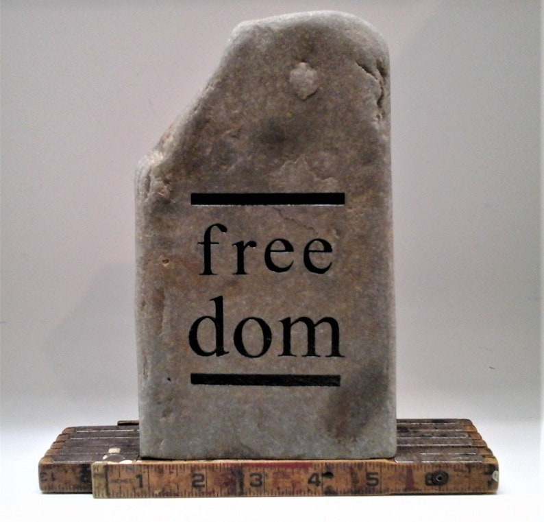 Rock Bookends OUR Freedom and Liberty Solid Rocks Sandblasted | Etsy