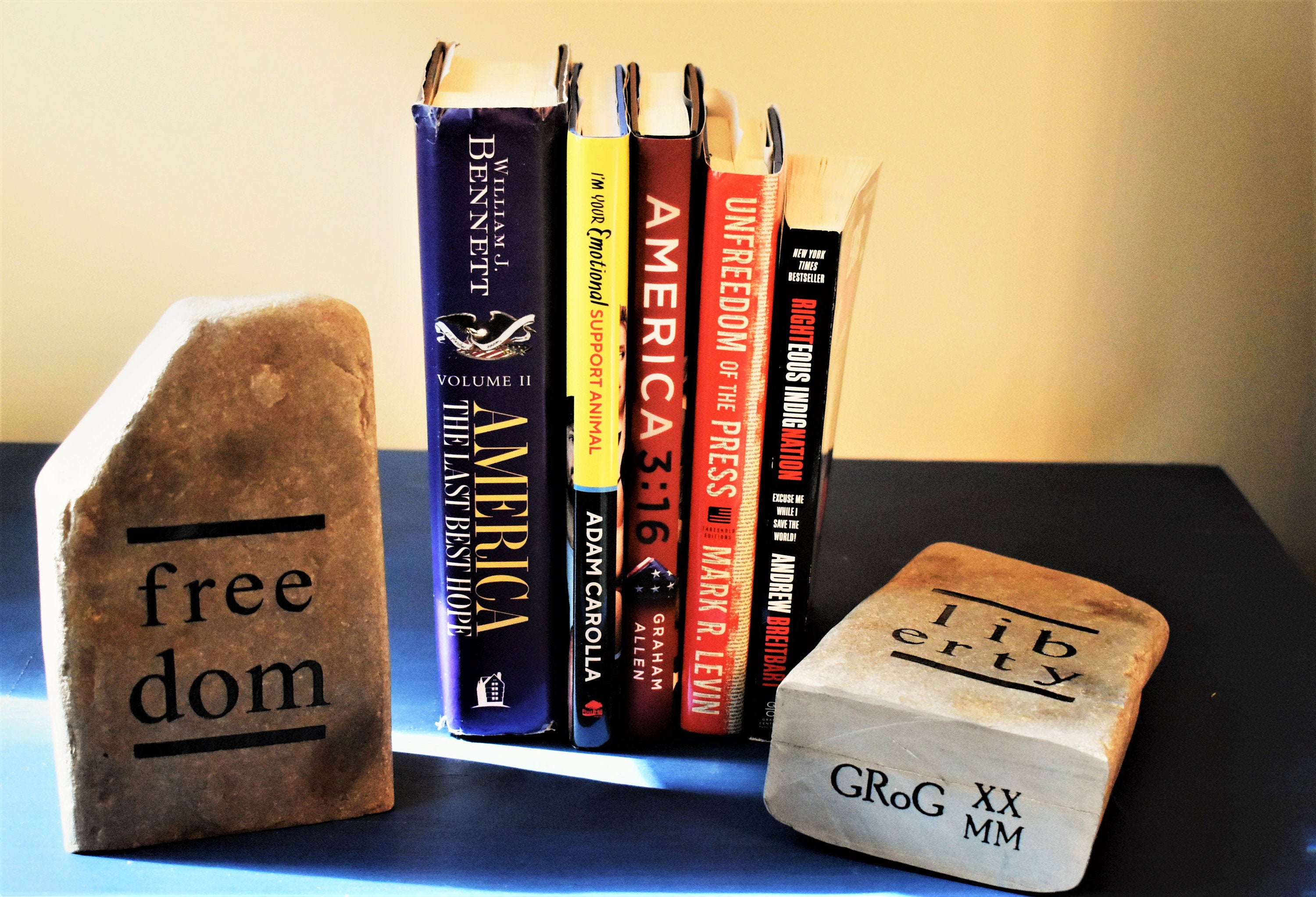 Rock Bookends~ OUR Freedom and Liberty Solid Rocks Sandblasted for ...