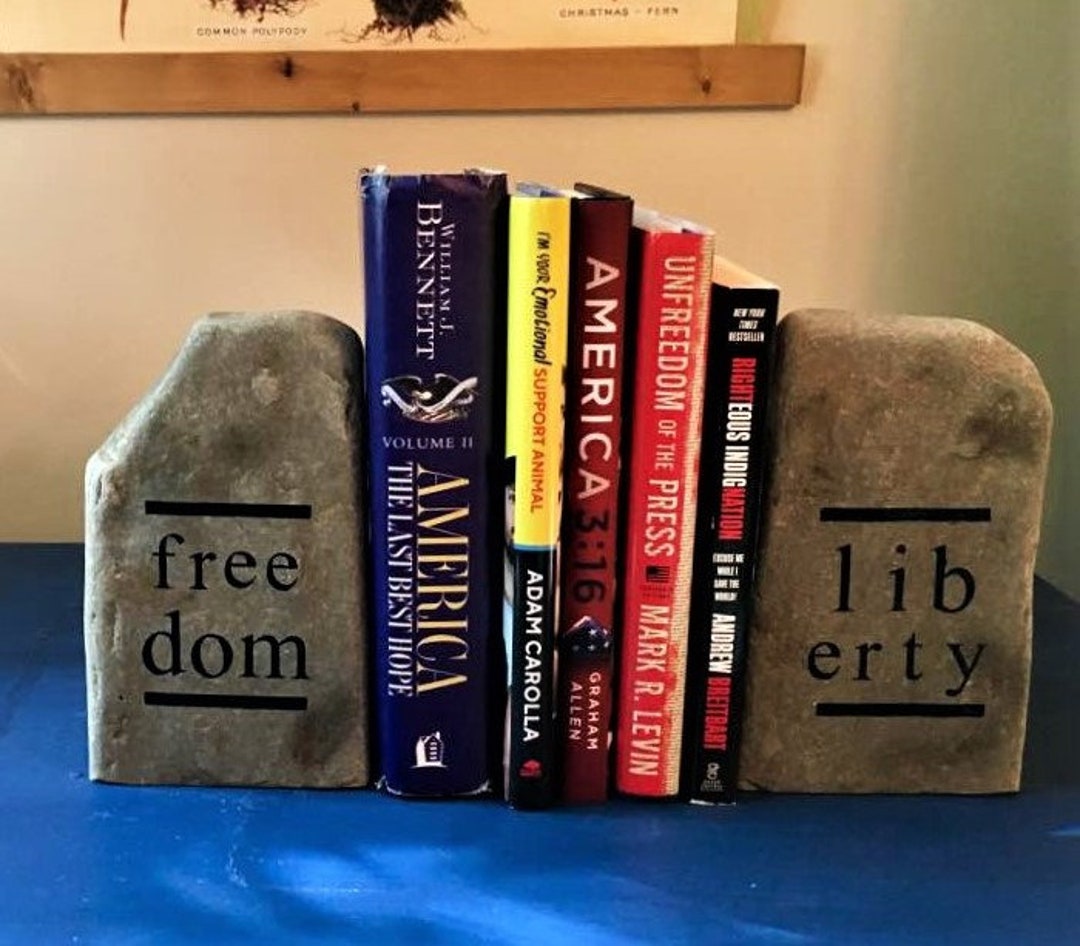 Rock Bookends~ OUR Freedom and Liberty Solid Rocks Sandblasted for ...