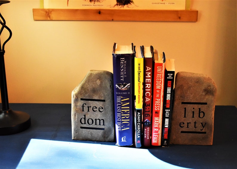 Rock Bookends~ OUR Freedom and Liberty Solid Rocks Sandblasted for ...