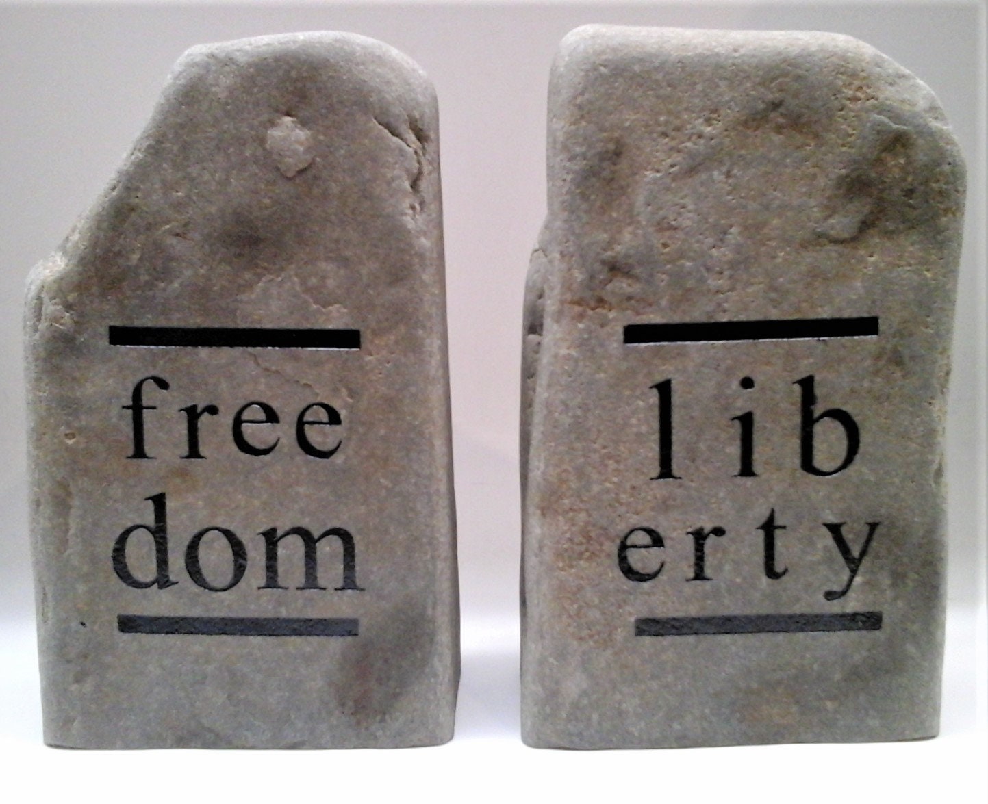 Rock Bookends~ OUR Freedom and Liberty Solid Rocks Sandblasted for ...