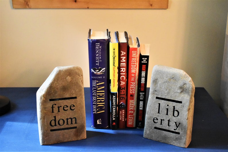 Rock Bookends OUR Freedom and Liberty Solid Rocks Sandblasted | Etsy