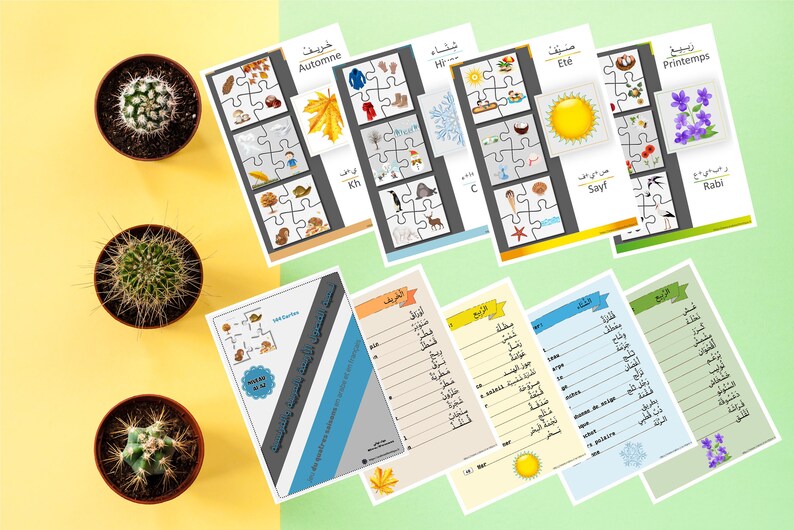 144 cartes à imprimer. Jeu des quatre saisons en arabe et en | Etsy