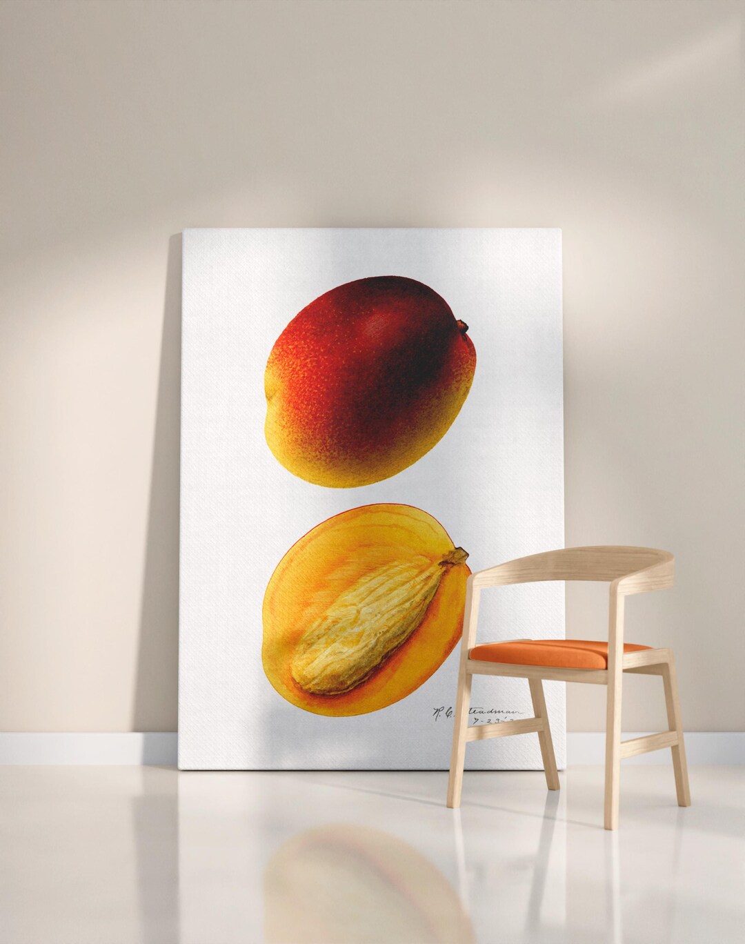 Wall Print, Fruit Poster, Fruit Lithograph, Illustration Mangoes ...