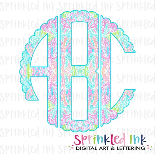 Watercolor Printable PNG Preppy Lilly Partywave Scallop Circle - Etsy