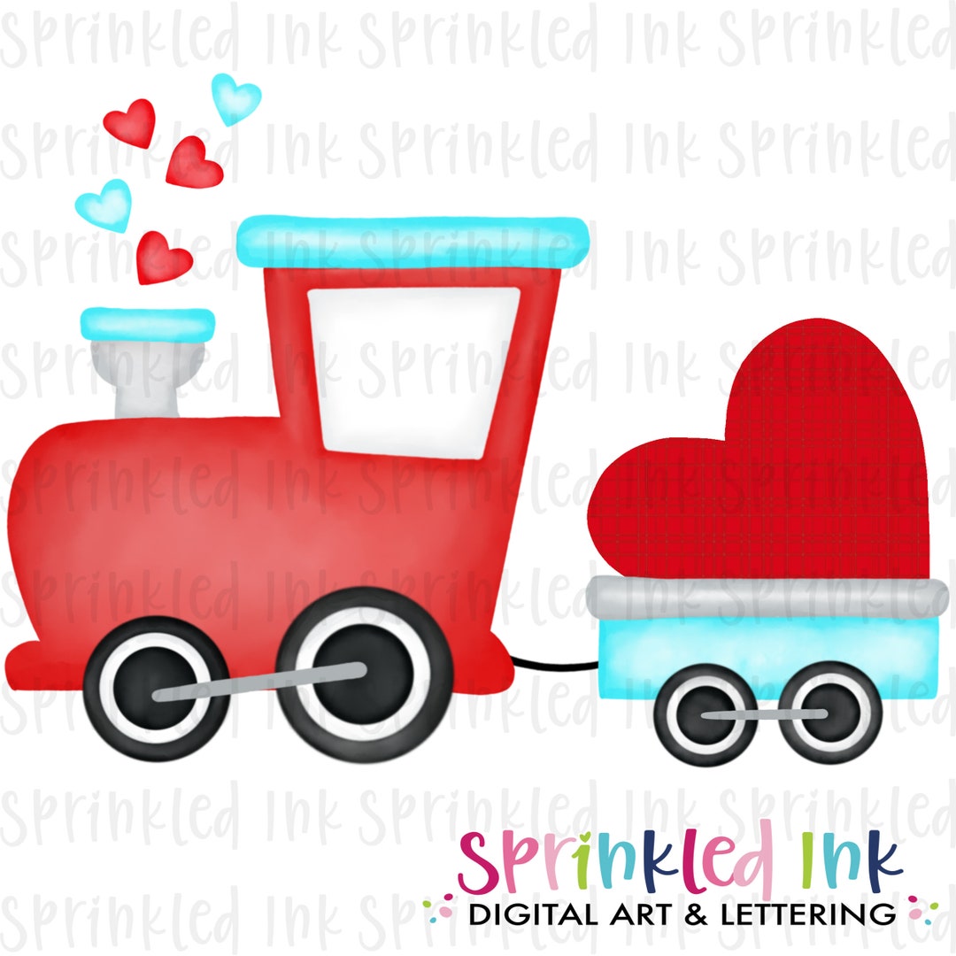 Watercolor PNG Valentine Heart Train Download File - Etsy