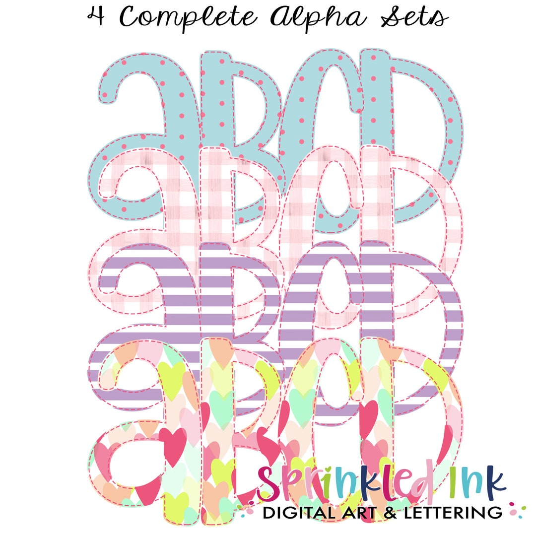 Watercolor PNG M2M Matilda Candy Hearts Valentine Faux Applique Alpha ...